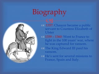 Geoffrey Chaucer "The Father of English Literature" | PDF