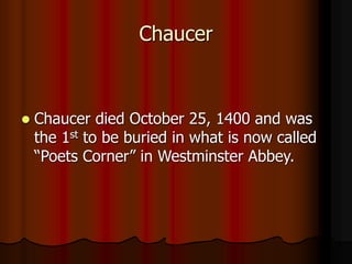 Age of Chaucer poetry and the Canterbury tales | PPT