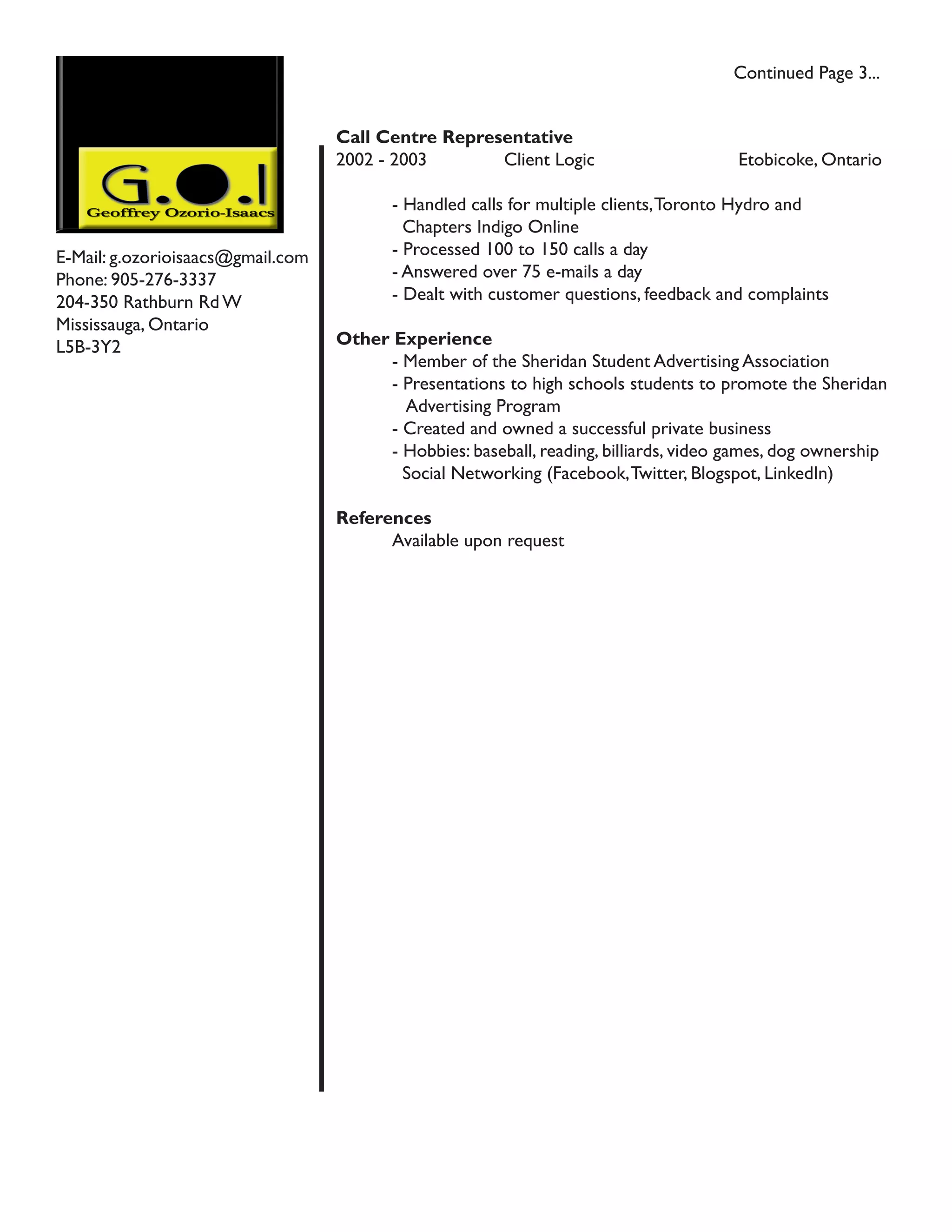 Geoffrey Ozorio Isaacs Resume Updated | PDF