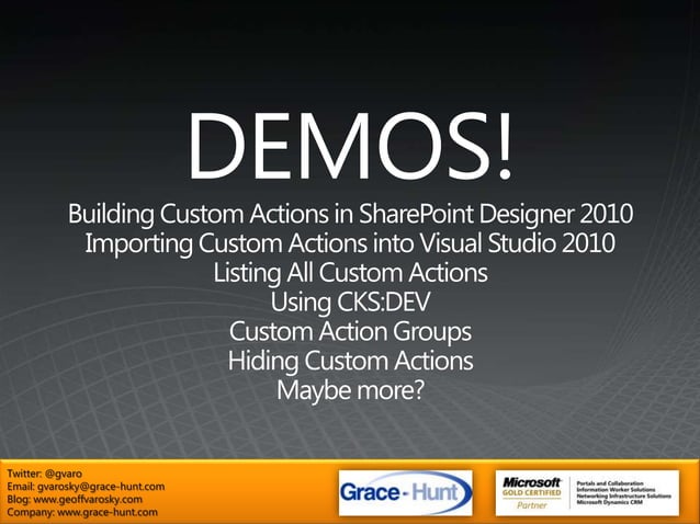 Creating Custom Actions In Sharepoint 2010 Pptx Web Development Internet
