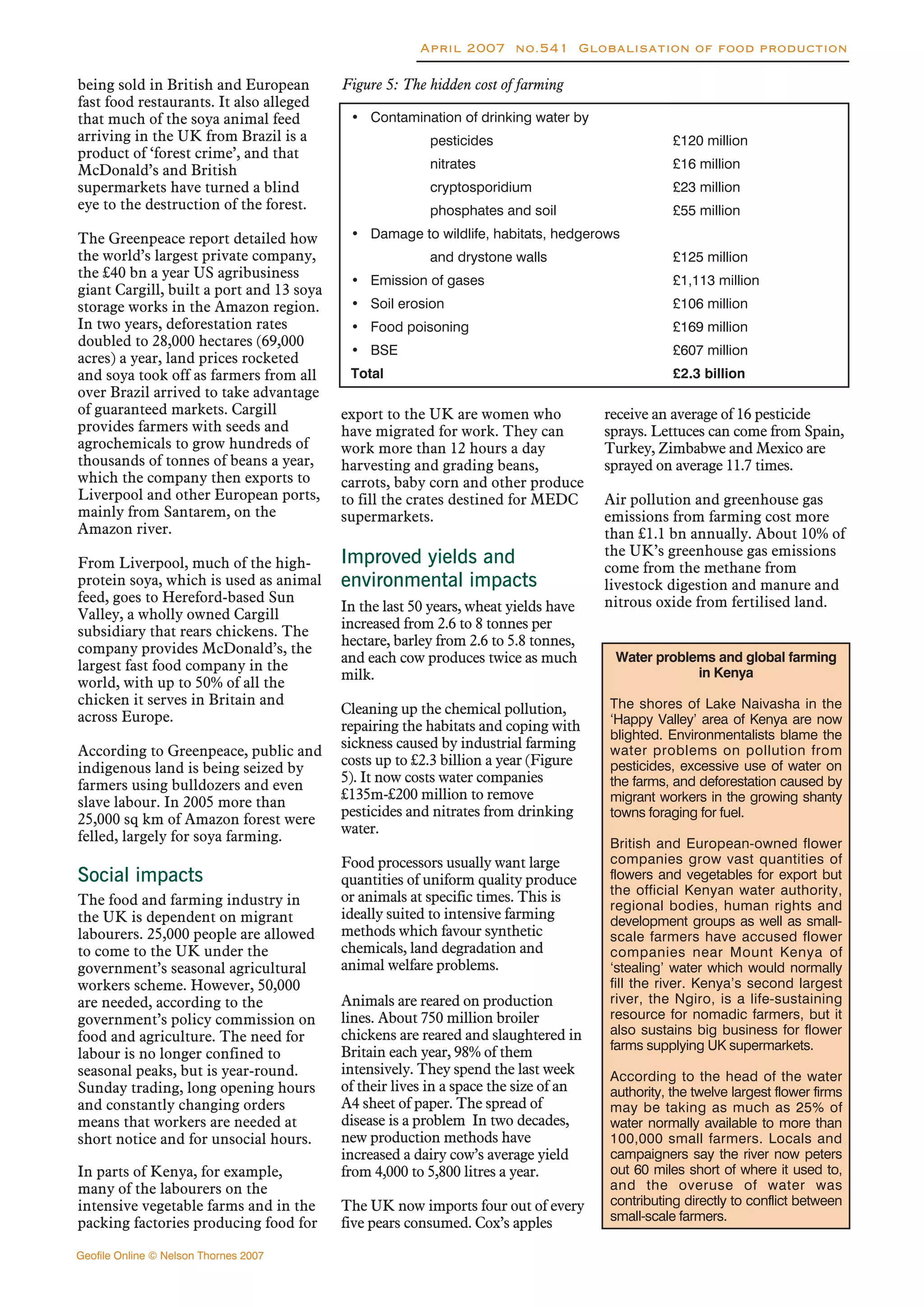 Geofile April 2007 Globalisation Of Food | PDF