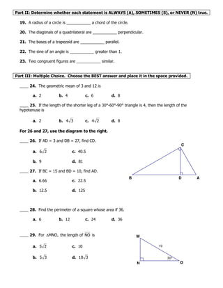 Geo final exam review | PDF