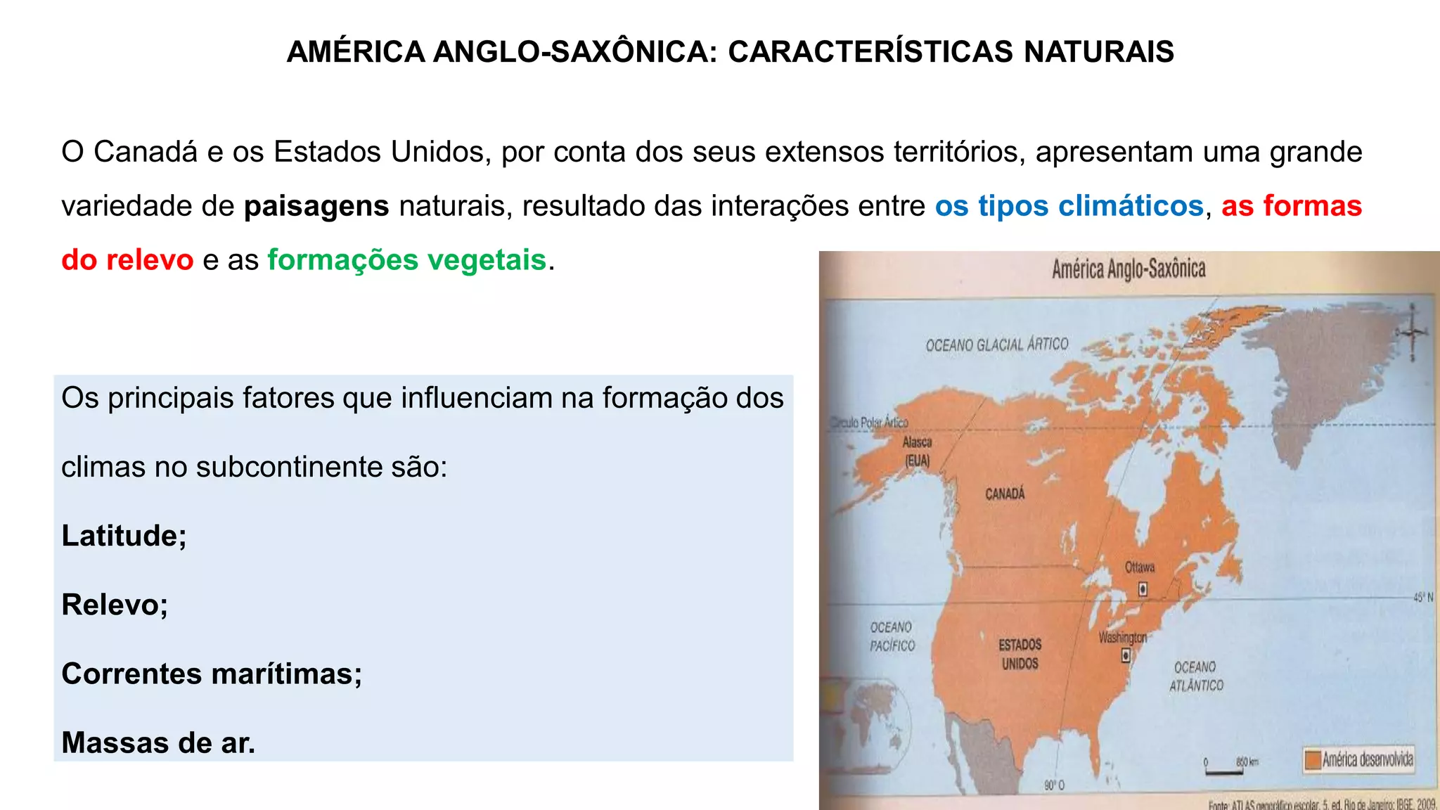 América Anglo-Saxônica: características naturais | PDF