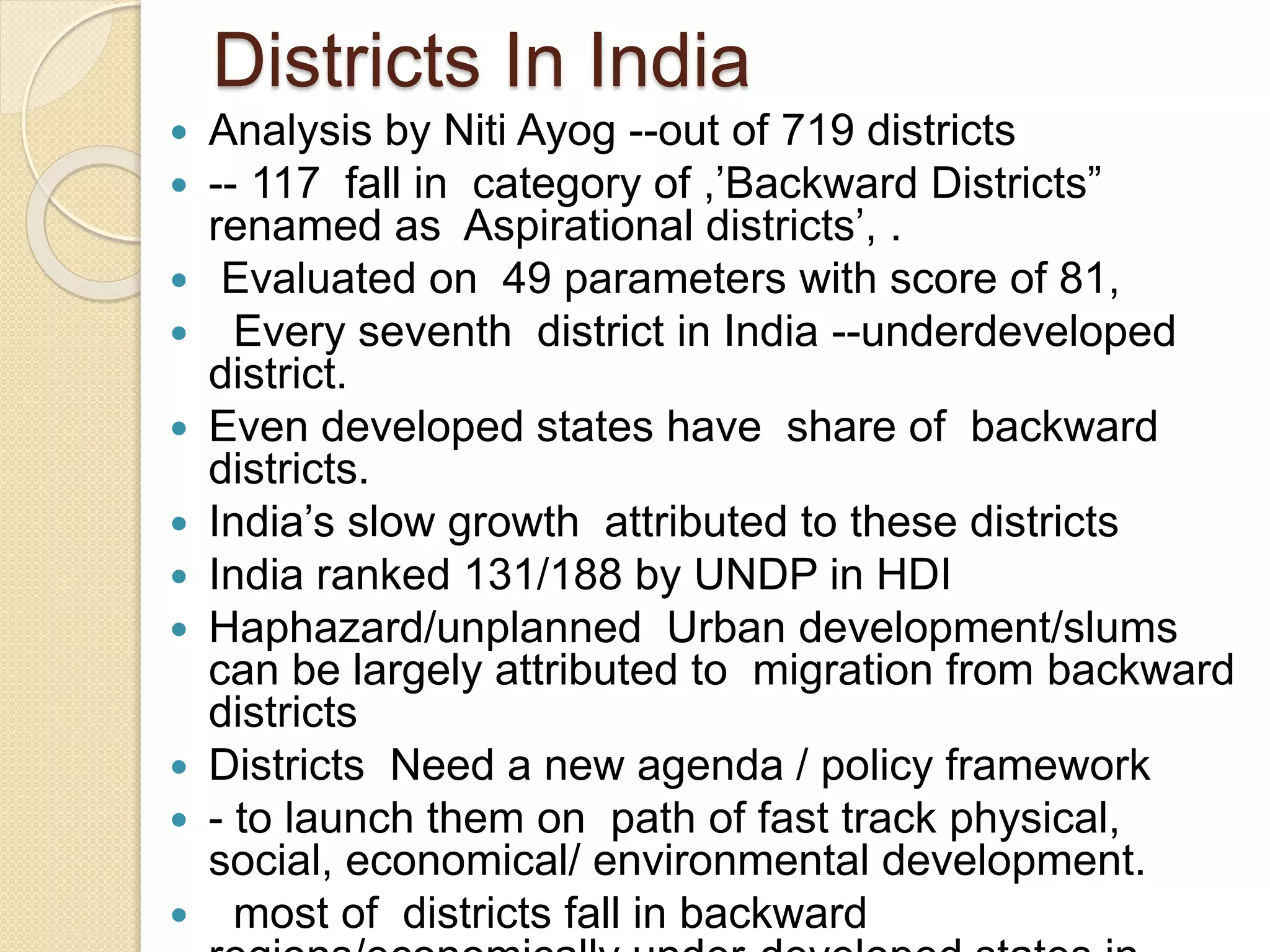 Rationalising Growth and Development of Aspirational Districts in India | PPTX