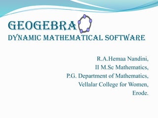 GEOGEBRA DYNAMIC MATHEMATICAL SOFTWARE ALL | PPT