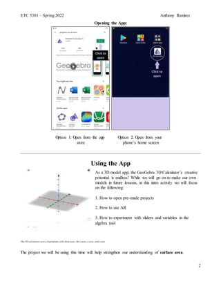 GeoGebra 3D App AR Guide Doc | DOCX