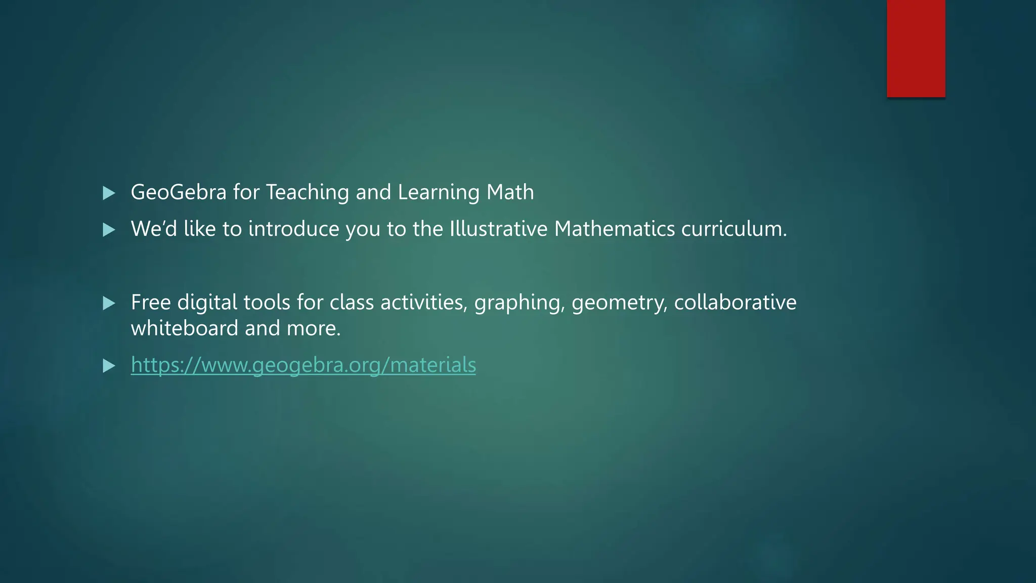 Geogebra presentation of open resources | PPT