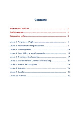 Geo gebra in 10 lessons gerrit stols (1) | PDF | 3-D Graphics | Computer Software and Applications