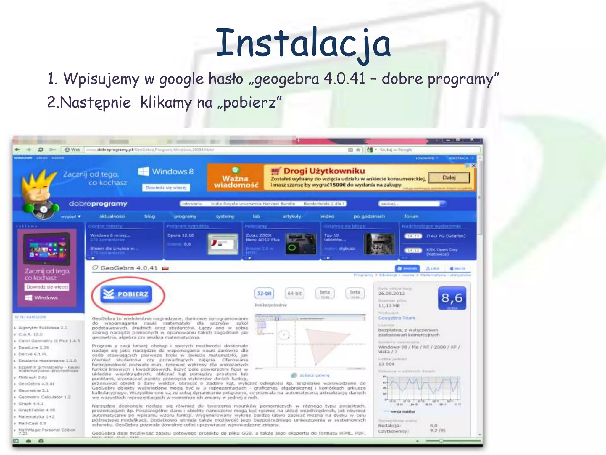Geogebra prezentacja multimedialna | PPTX | Technology & Computing