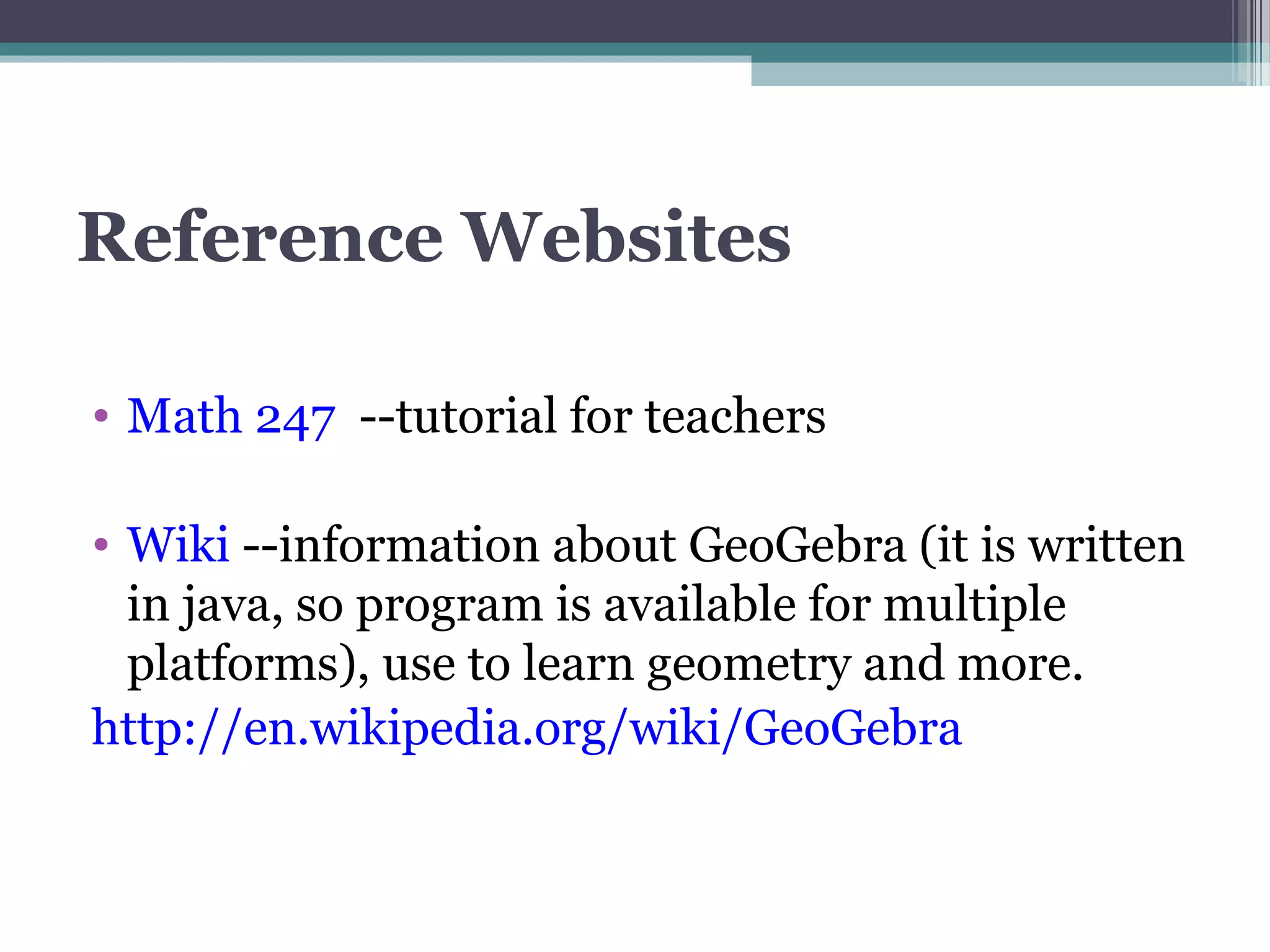 GeoGebra Talk - A basic introduction | PPT