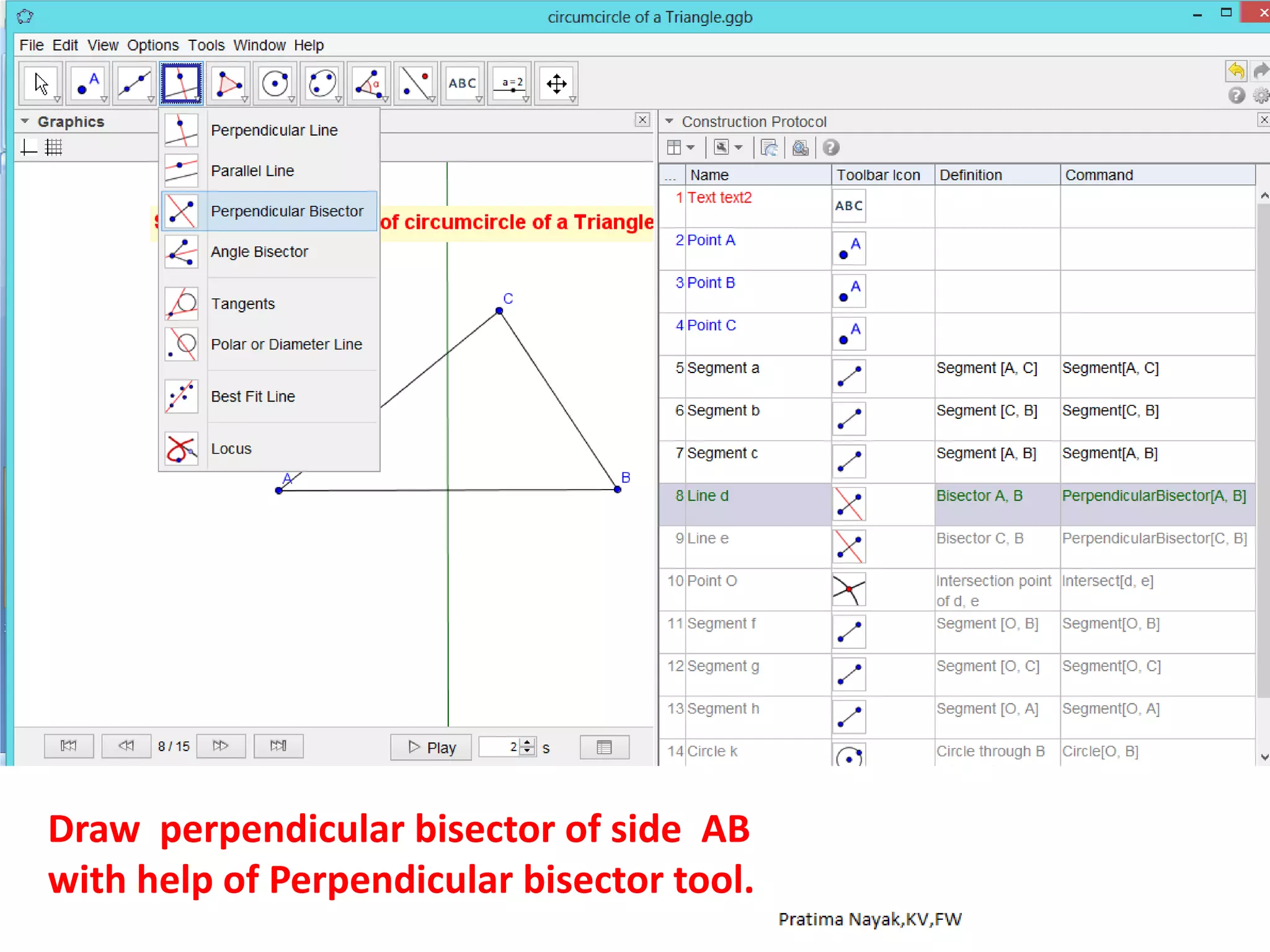 Geogebra tutorial circumcircle of a Triangle | PDF