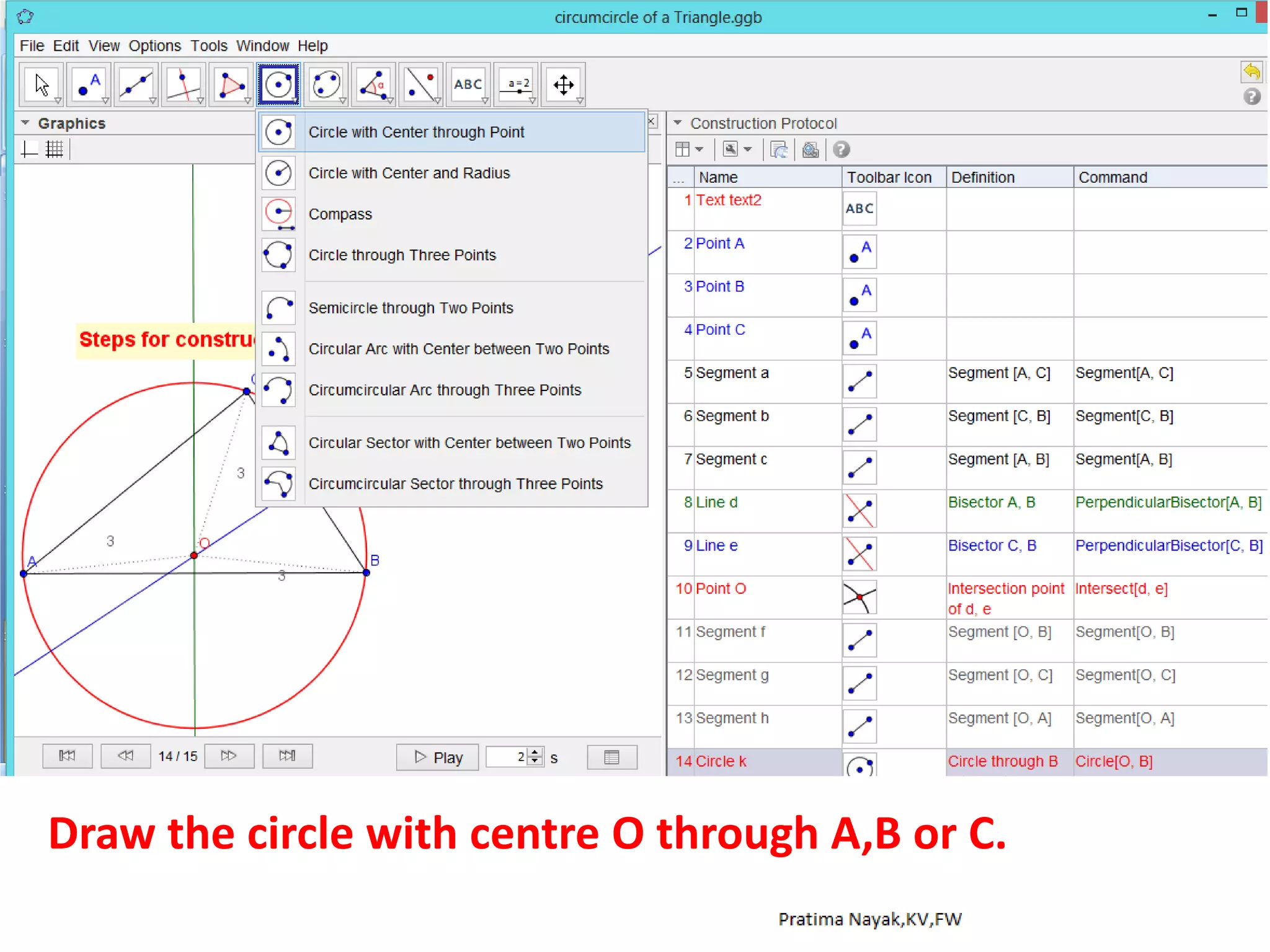 Geogebra tutorial circumcircle of a Triangle | PDF