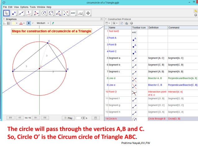 Geogebra tutorial circumcircle of a Triangle | PPT