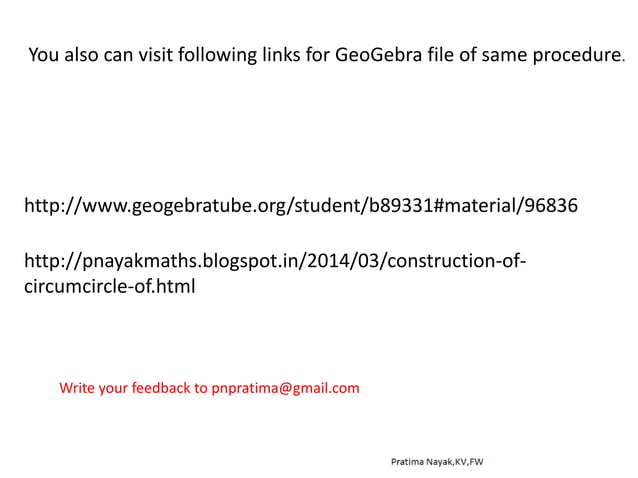Geogebra tutorial circumcircle of a Triangle | PPT