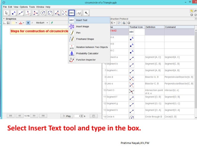 Geogebra tutorial circumcircle of a Triangle | PPT