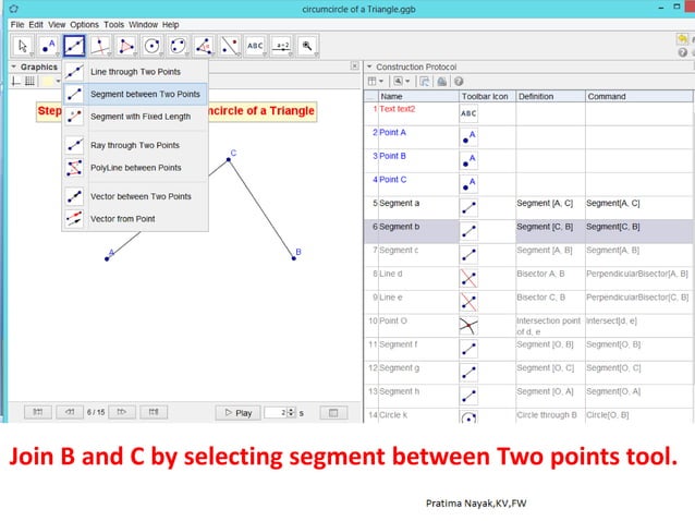 Geogebra Tutorial Circumcircle Of A Triangle Ppt