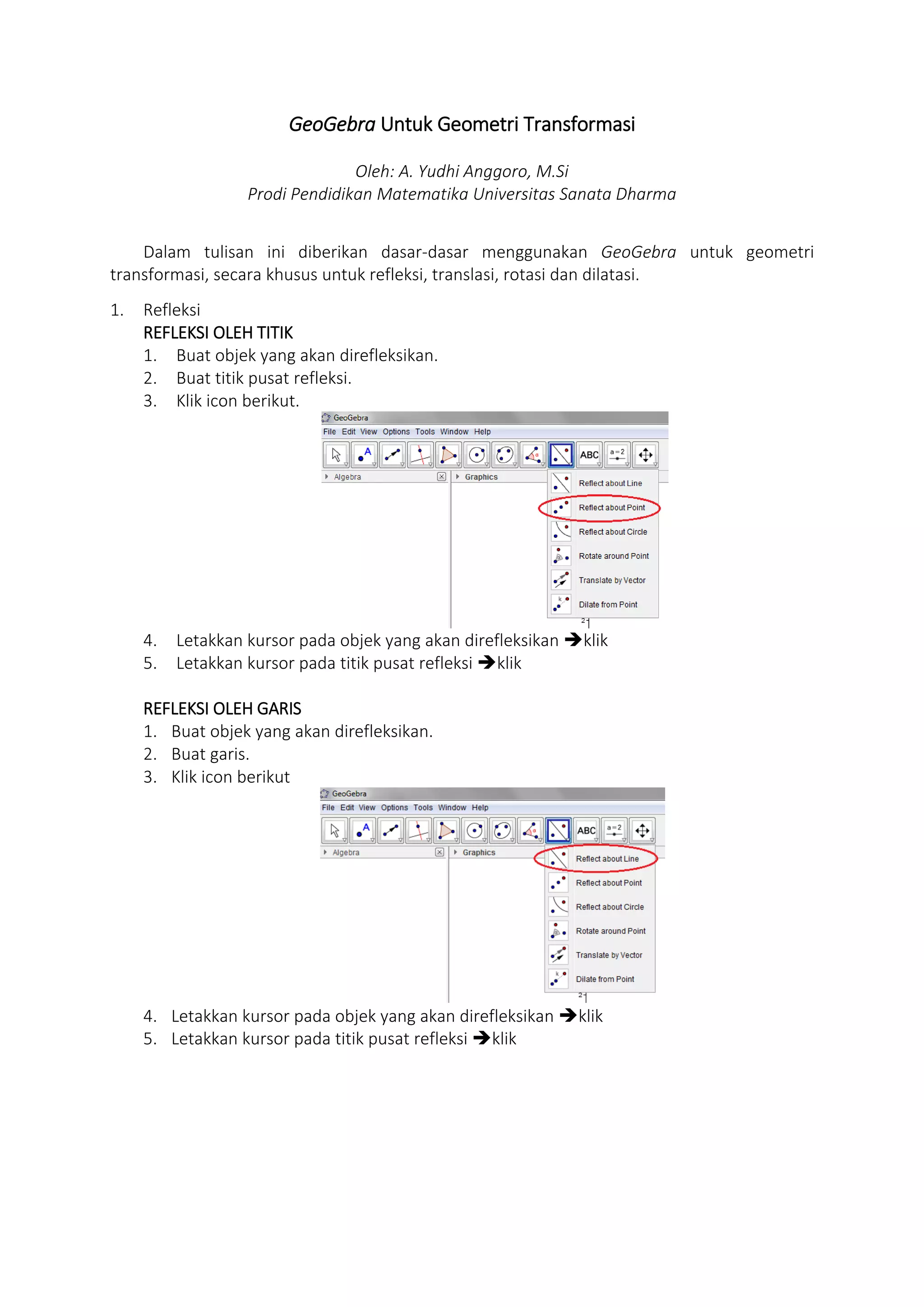 Geogebra untuk geometri transformasi | PDF
