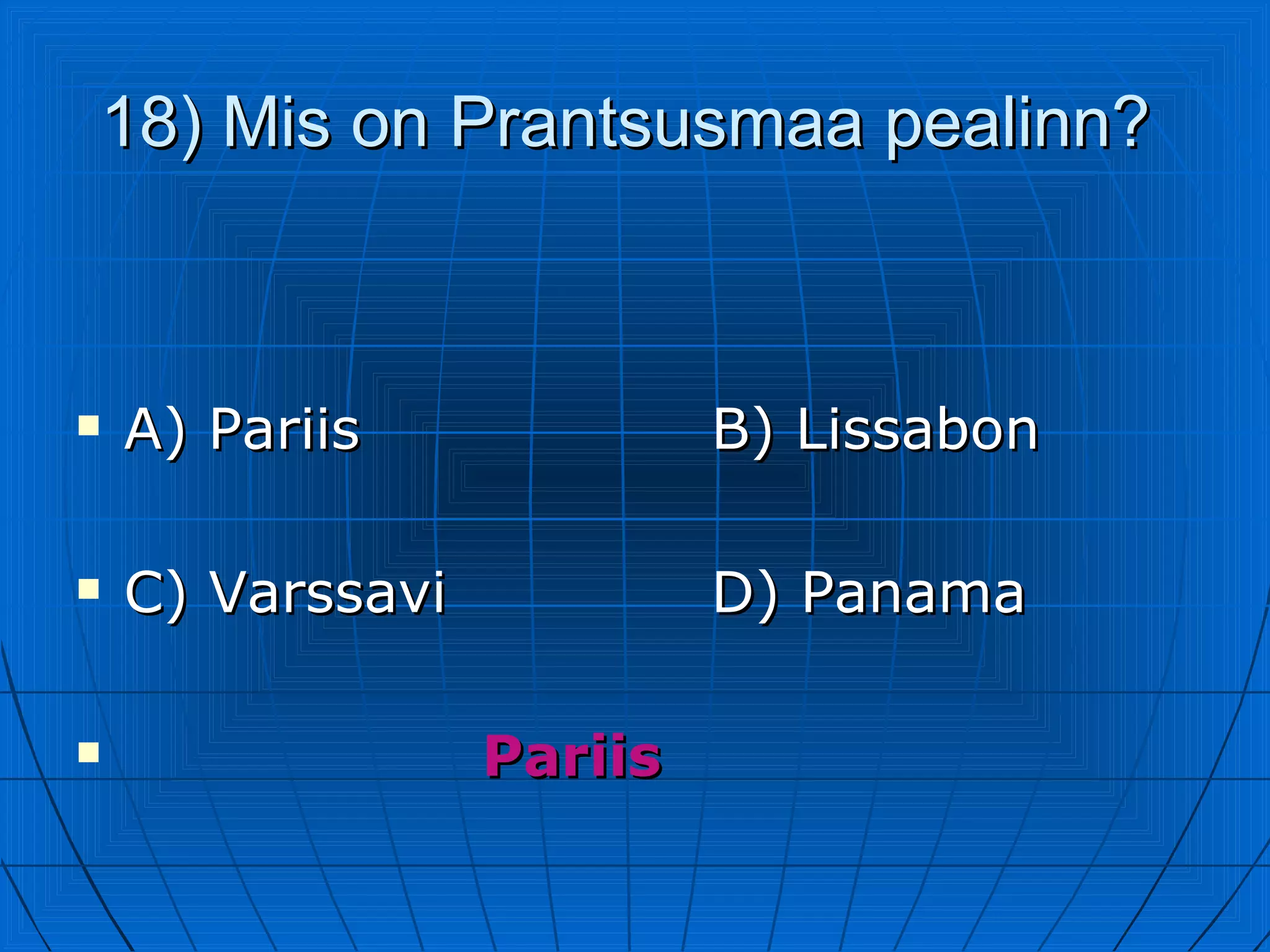 Geograafiaalane miljonimäng | PPT