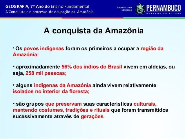 Geografia a conquista e o processo de ocupacao da amazonia