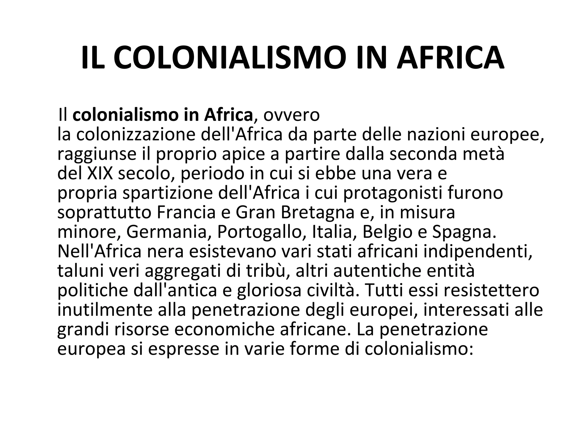 Geografia, 2012, colonialismo in africa, peter s., 2 ist tecn comm | PPT