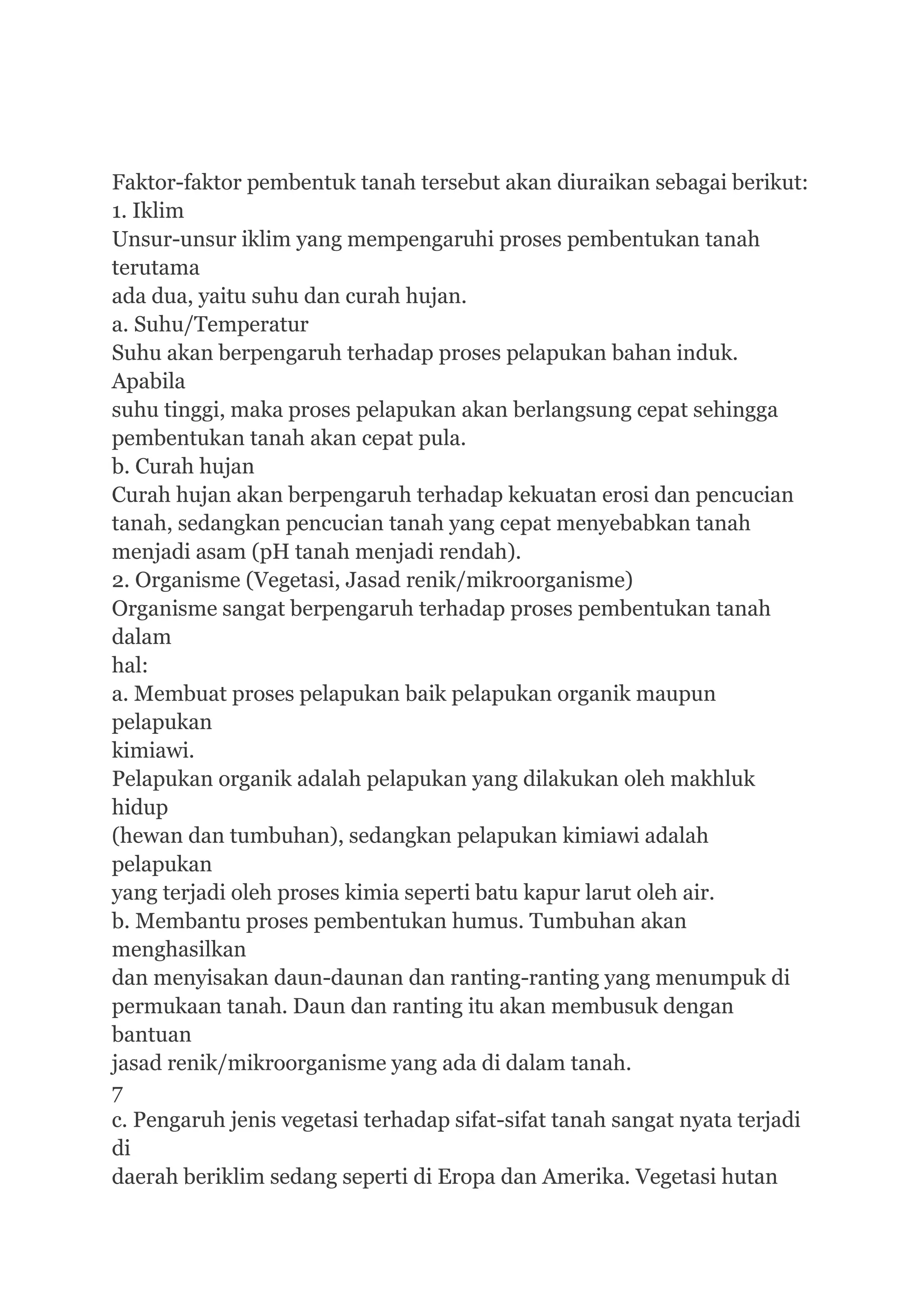 Geografi faktor faktor pembentuk tanah | PDF