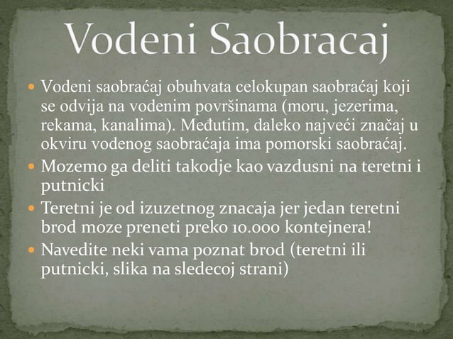 Saobracaj i tipovi saobracaja | PPSX