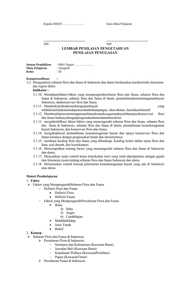 RPP SMA Geografi Kelas XI | PDF