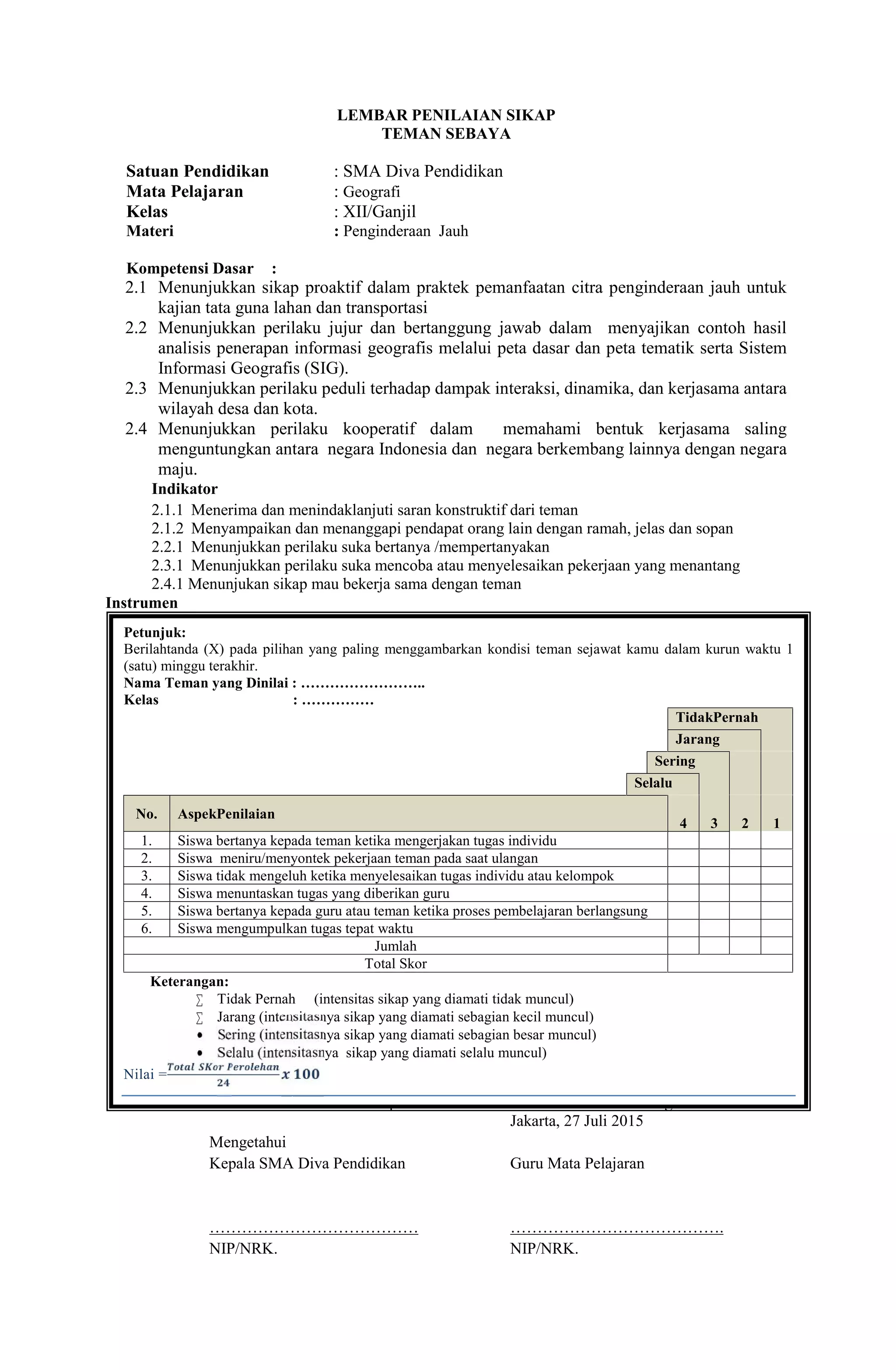 RPP SMA Geografi Kelas XII | PDF