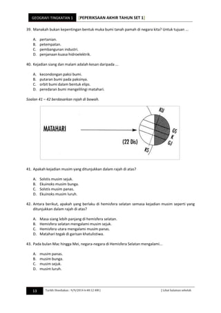 Geografi mid year form 1 2014 | PDF