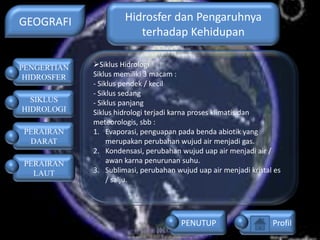 Geografi (hidrosfer dan pengaruh terhadap kehidupan) | PPSX