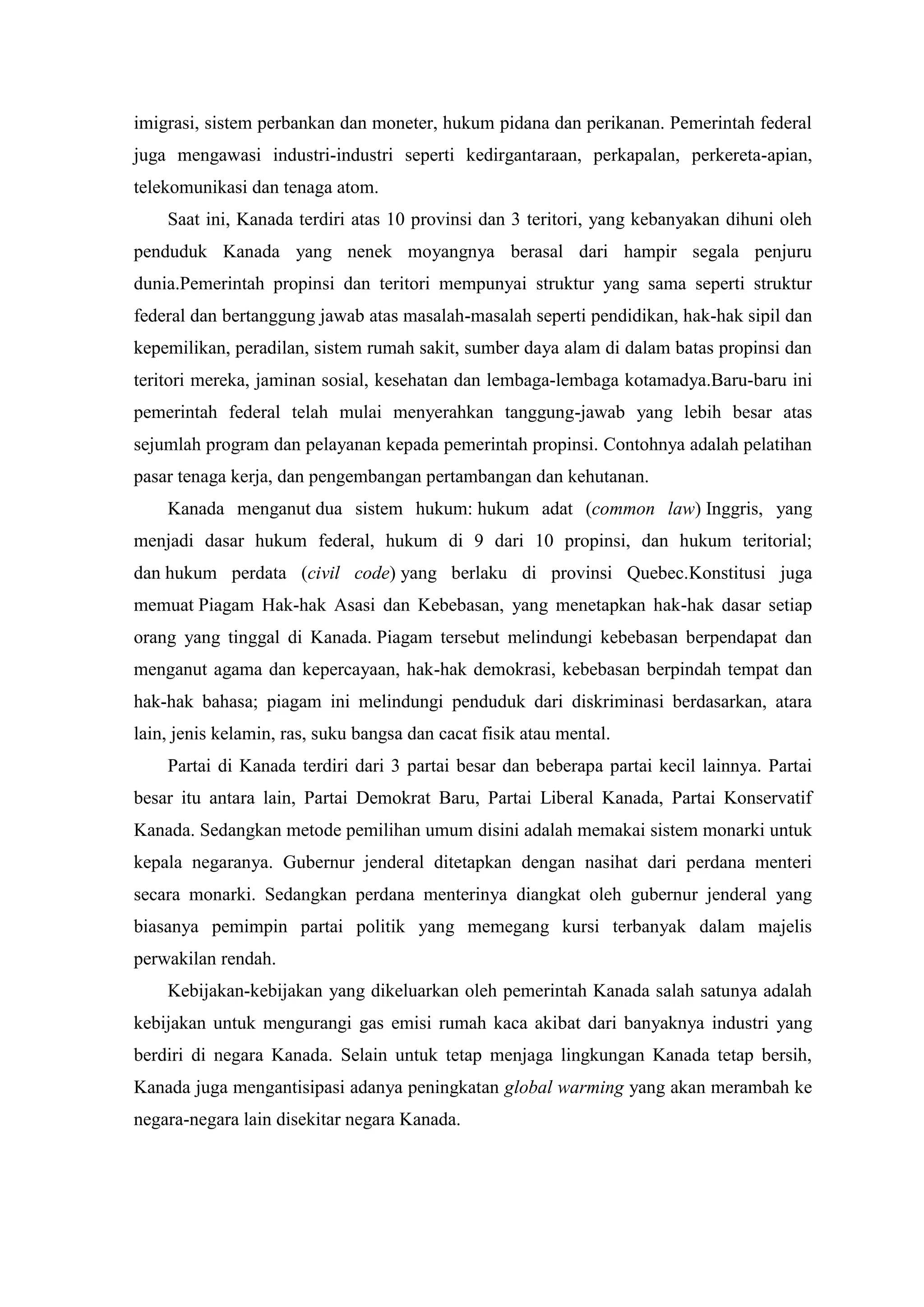 Geografi politik negara kanada | DOCX