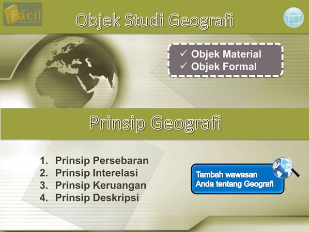 Download PPT Konsep, Prinisip, Pendekatan dan Ruang Lingkup Geografi | PPT