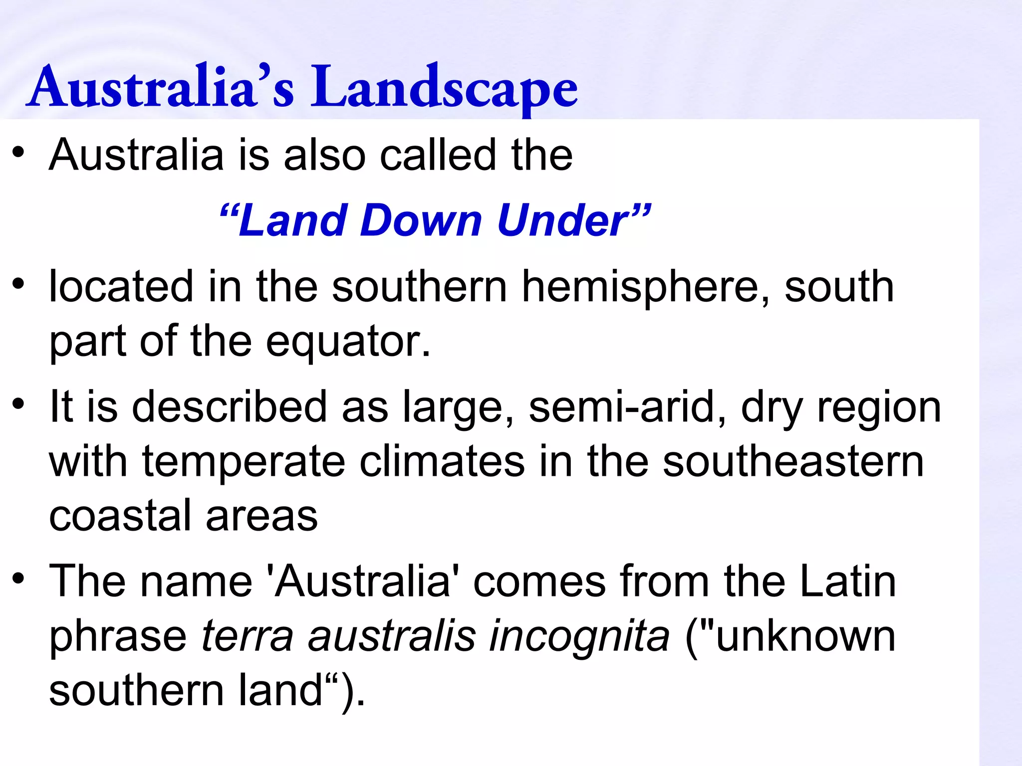 Geographical features of australia | PPT