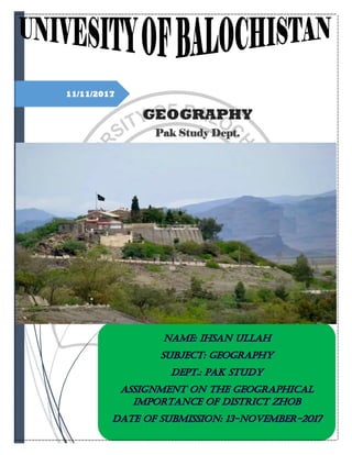 Geographical Importance of District Zhob. | PDF | Agriculture | Industries