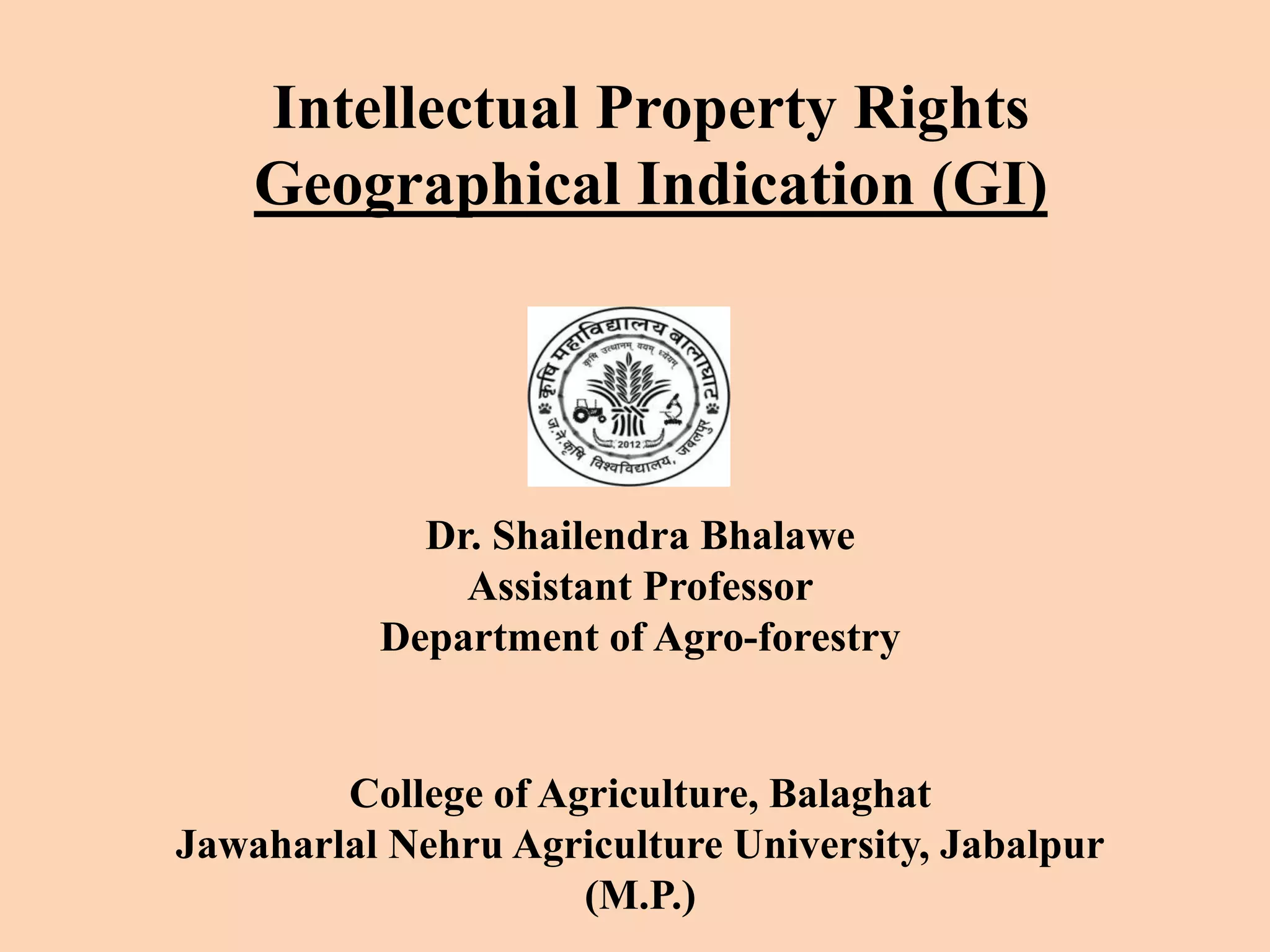 Geographical indication (GI) | PPTX