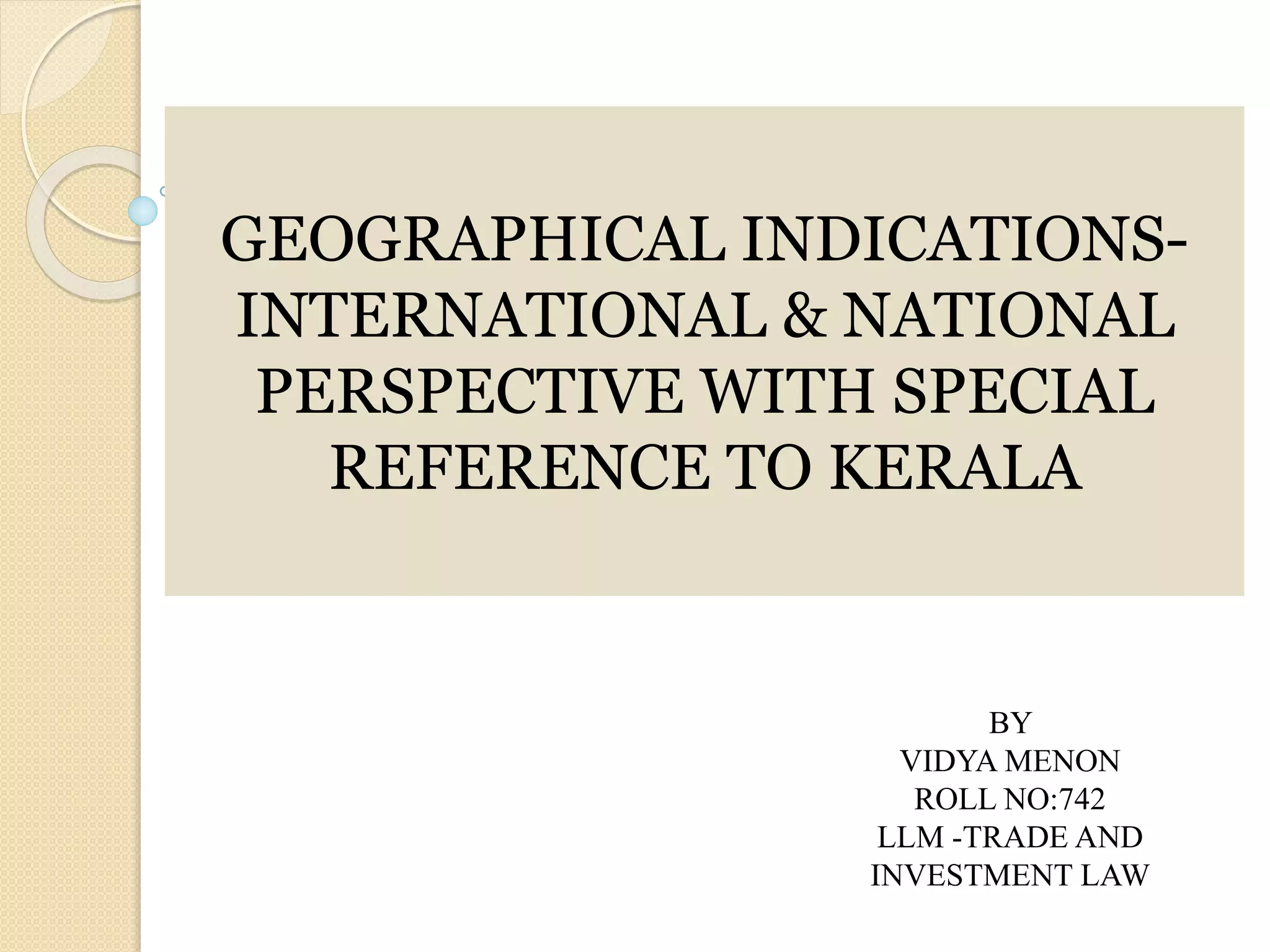 Geographical indications international & national perspective with ...