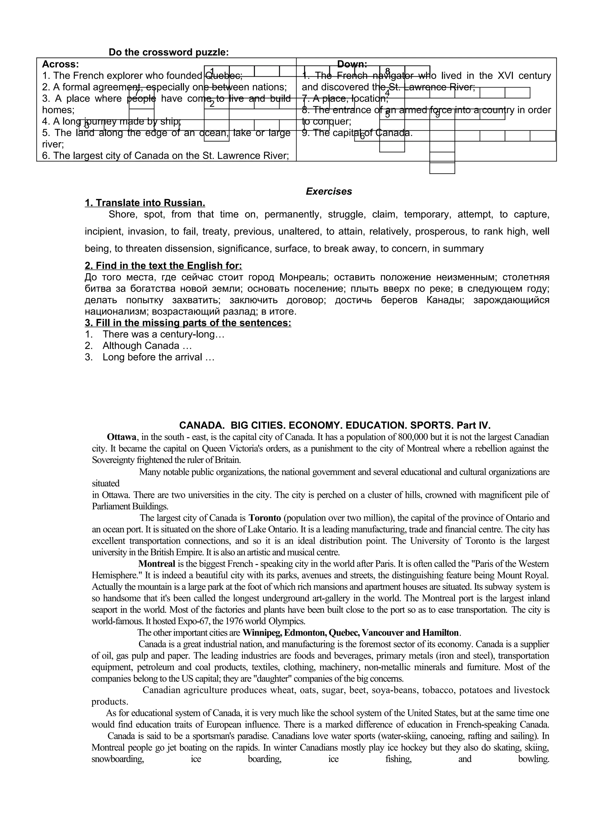 Canada. Geographical Position. Population.political system. history ...