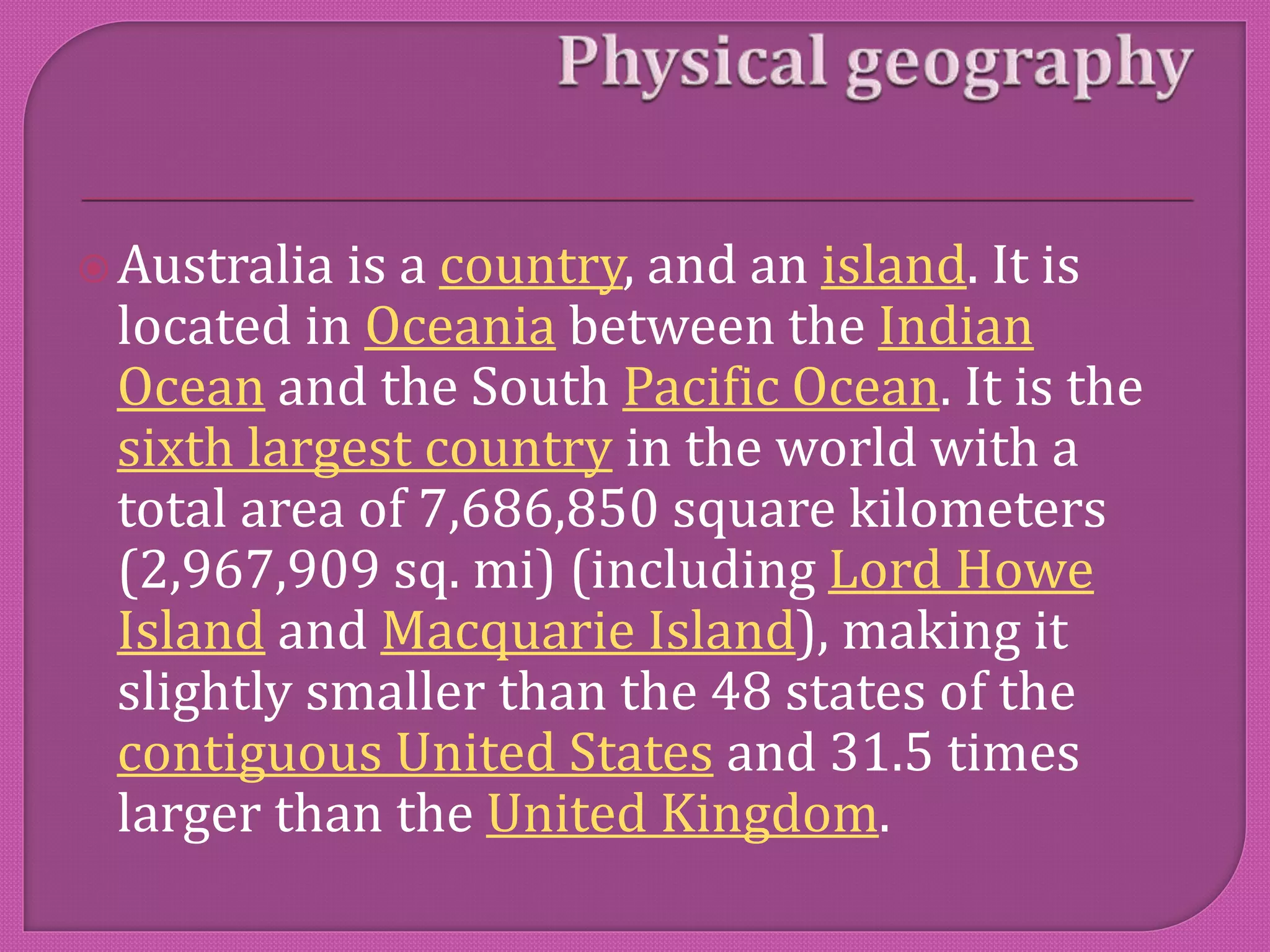 Geographical position of australia and its population | PPT