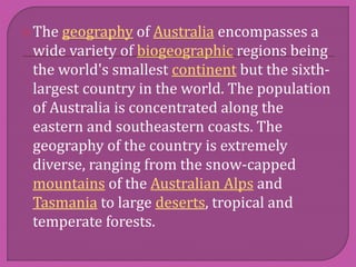 Geographical position of australia and its population | PPTX