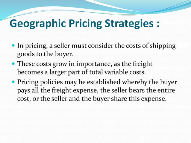 Geographical pricing strategy