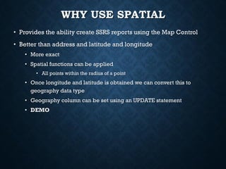 Working with and Presenting Geographic Data in SQL | PPT