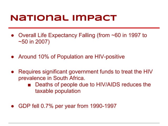 Evaluate the geographic impact of HIV/AIDS at the local, national and ...