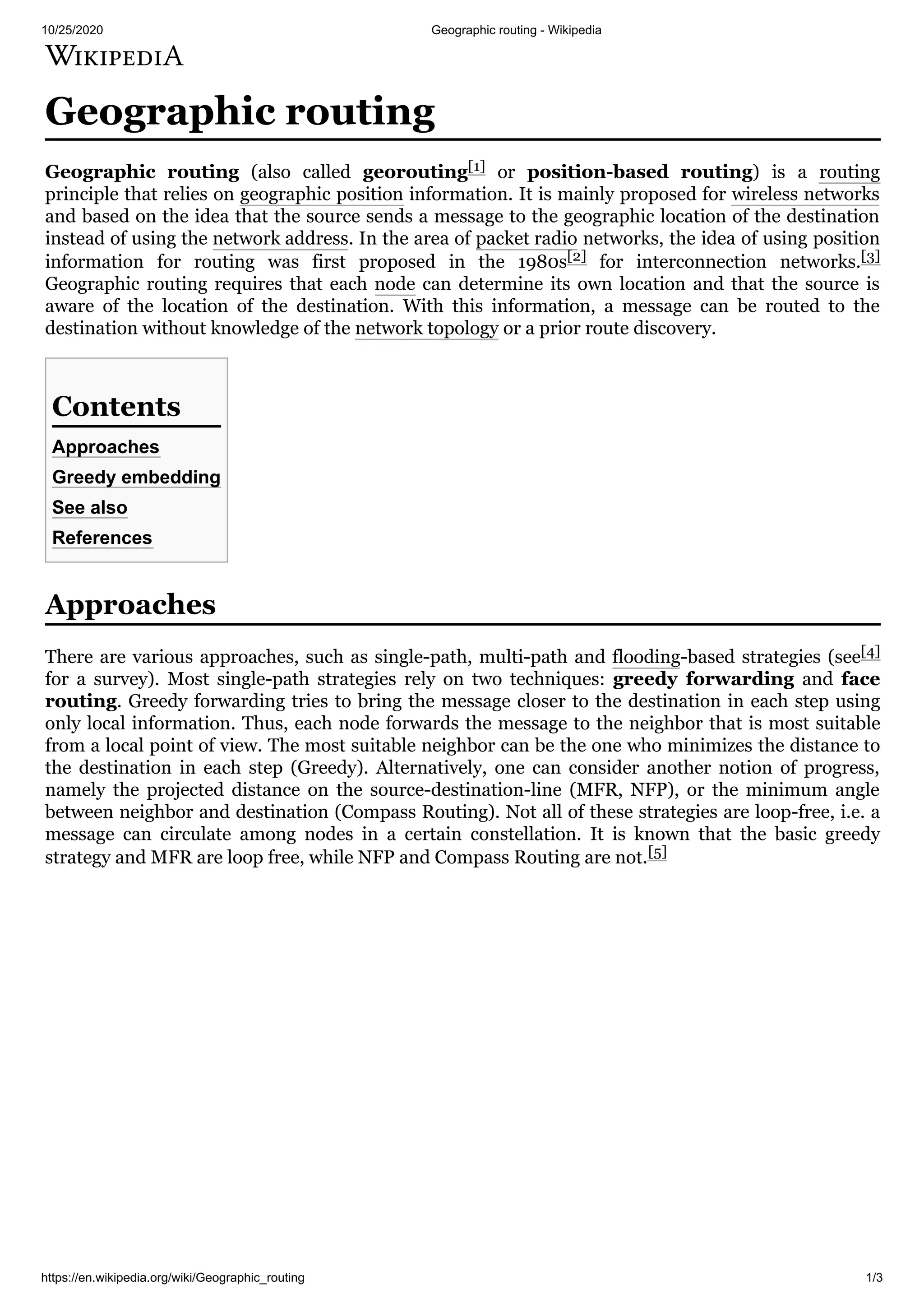 Geographic routing : Notes | PDF