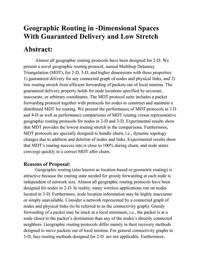 Geographic routing in | PDF