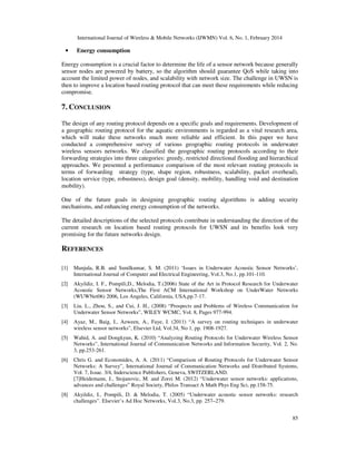 Geographic routing protocols for underwater wireless sensor networks a ...