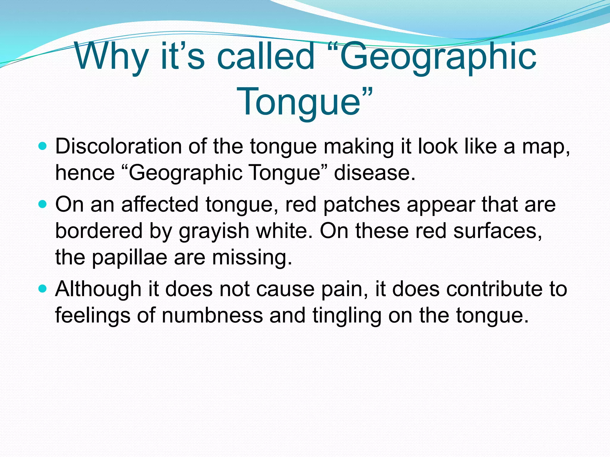 Geographic tongue disease powerpoint | PPTX