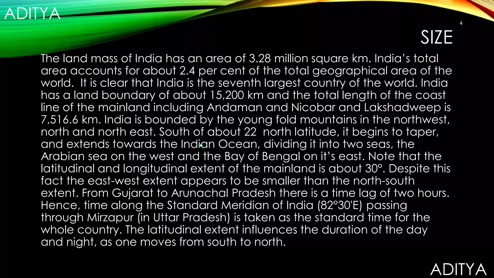 INDIA - SIZE AND LOCATION | PPTX