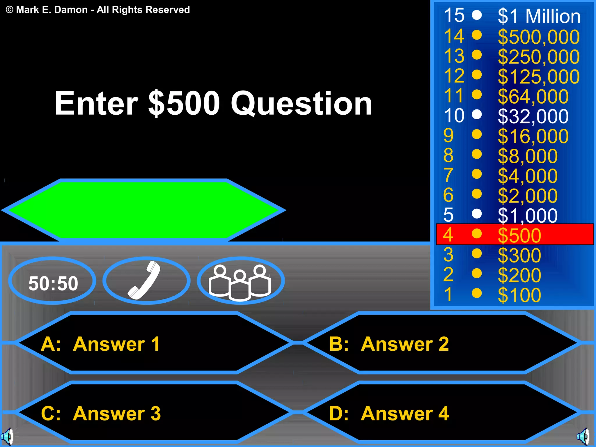 Who Wants to be a Millionaire? (Template) | PPT