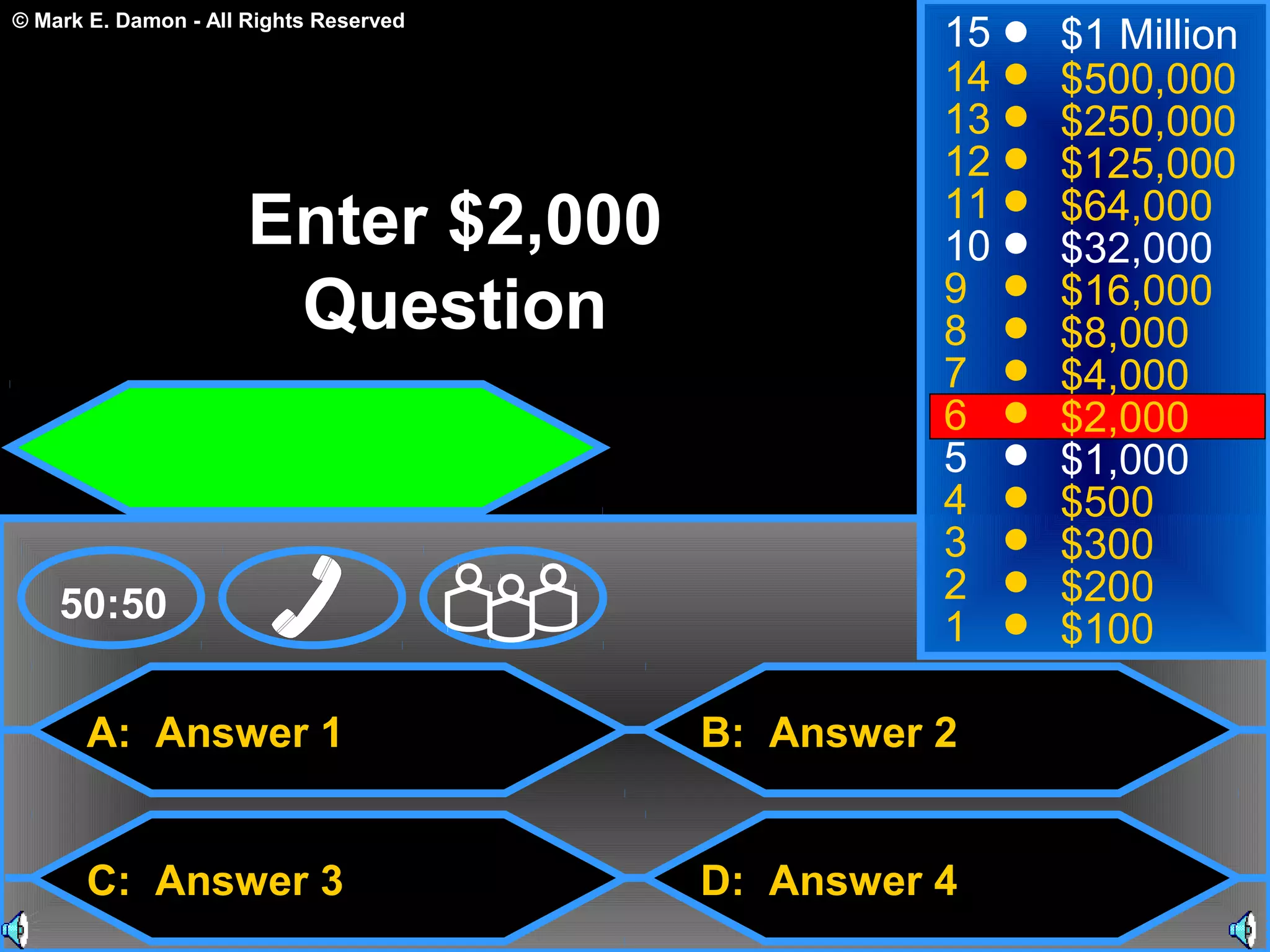 Who Wants to be a Millionaire? (Template) | PPT