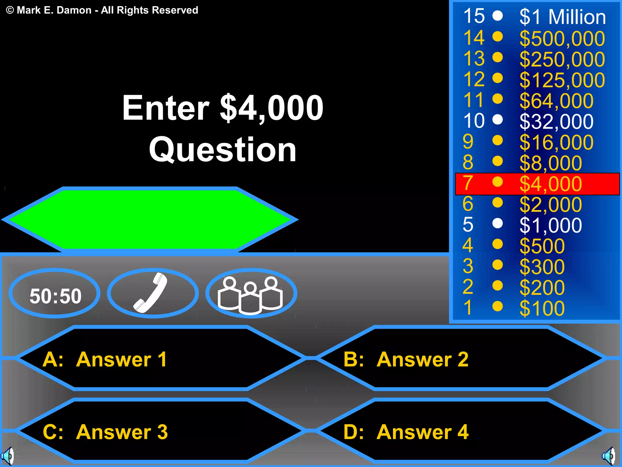 Who Wants to be a Millionaire? (Template) | PPT